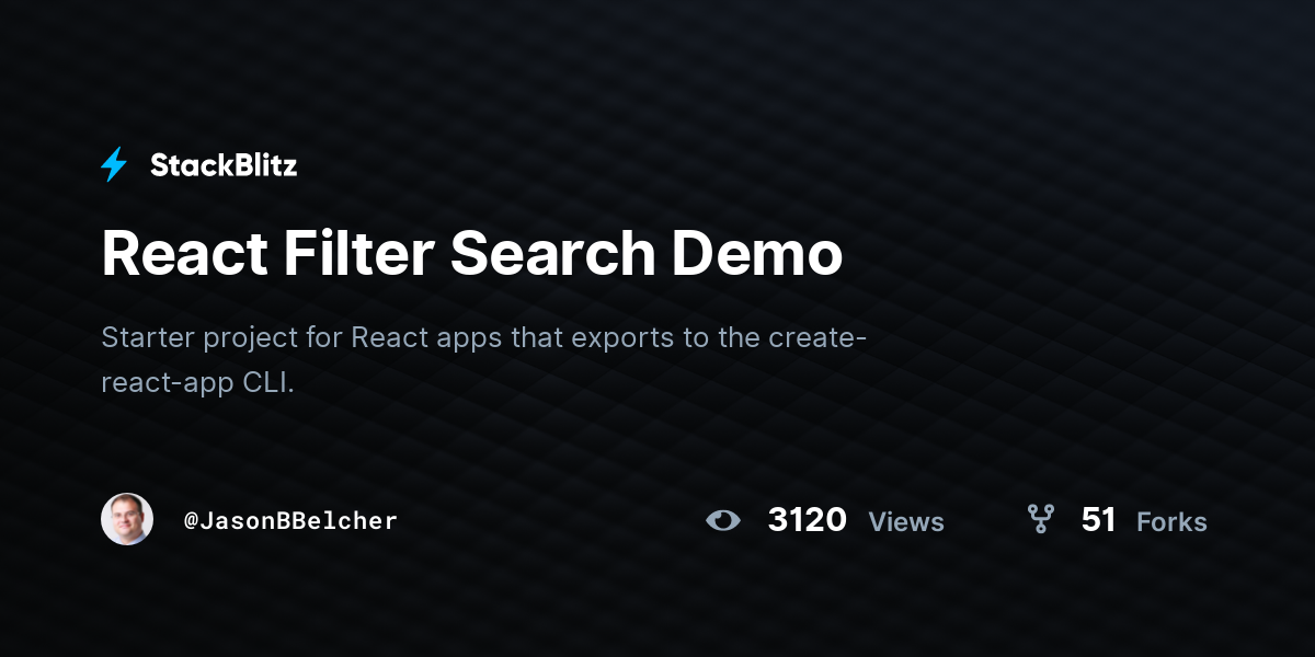 React Filter Search Demo - StackBlitz