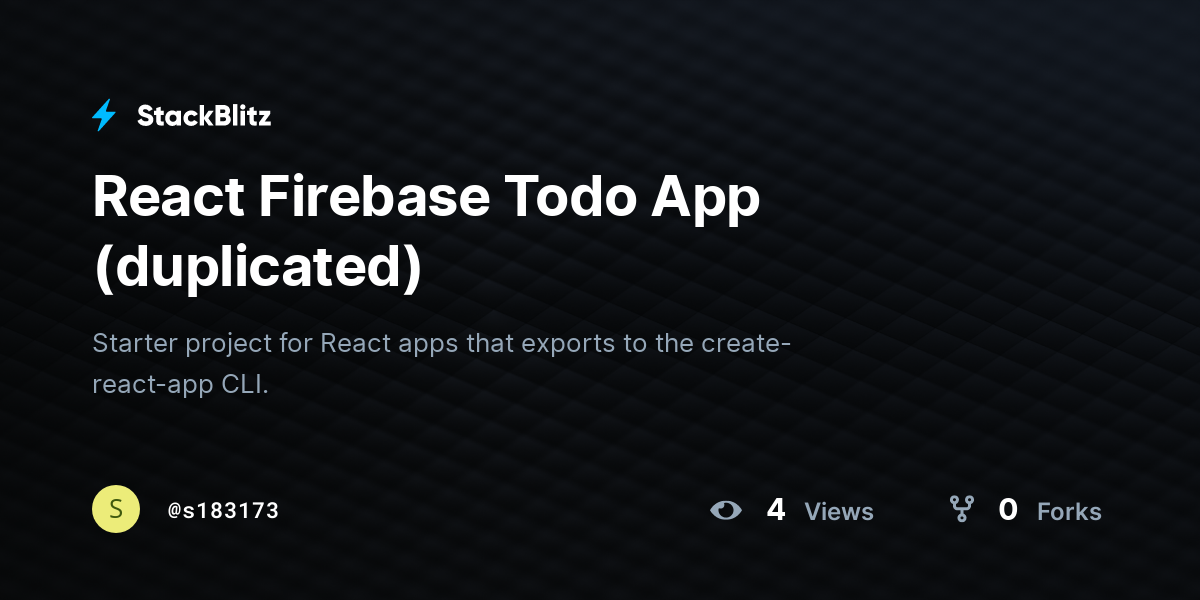 React Firebase Todo App (duplicated) - StackBlitz