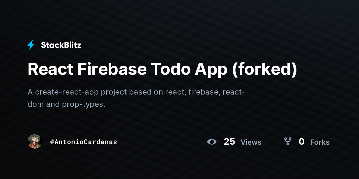 React Firebase Todo App (forked) - StackBlitz React Firebase Todo App (forked) - StackBlitz