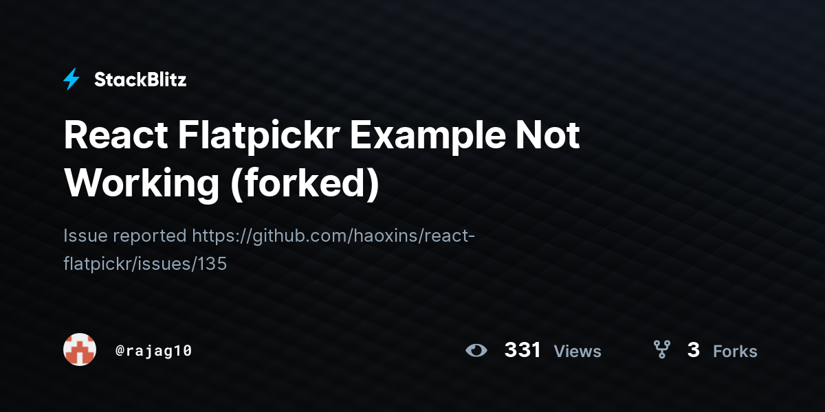 React Flatpickr Example Not Working (forked) - StackBlitz React Flatpickr Example Not Working (forked) - StackBlitz