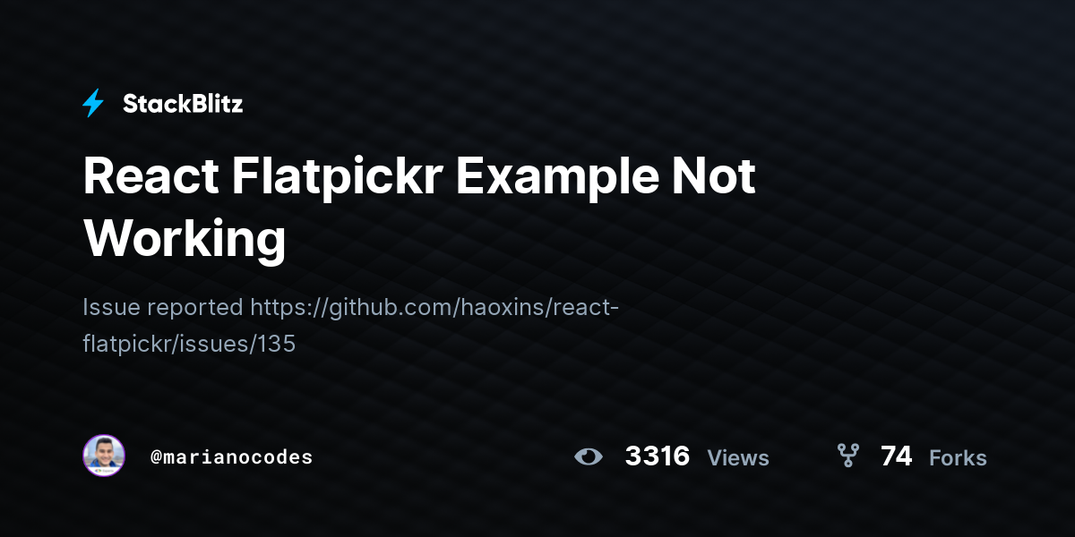 React Flatpickr Example Not Working - StackBlitz React Flatpickr Example Not Working - StackBlitz