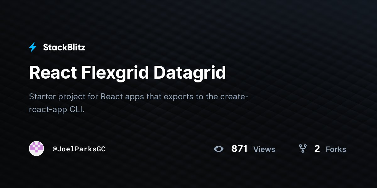 React Flexgrid Datagrid - StackBlitz