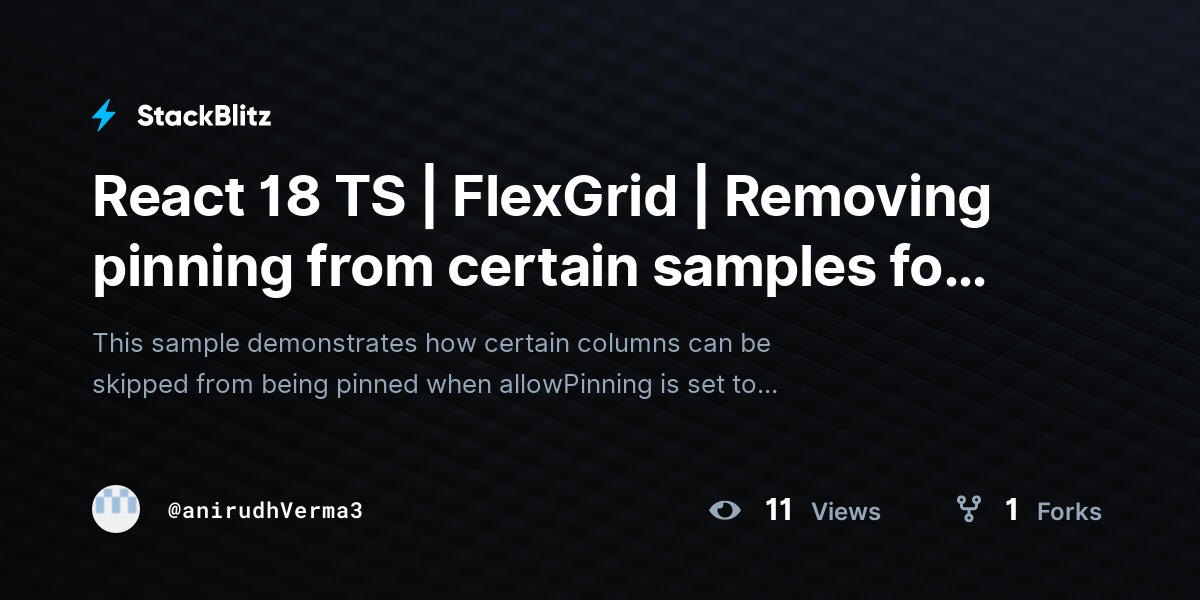 React 18 Ts Flexgrid Removing Pinning From Certain Samples For