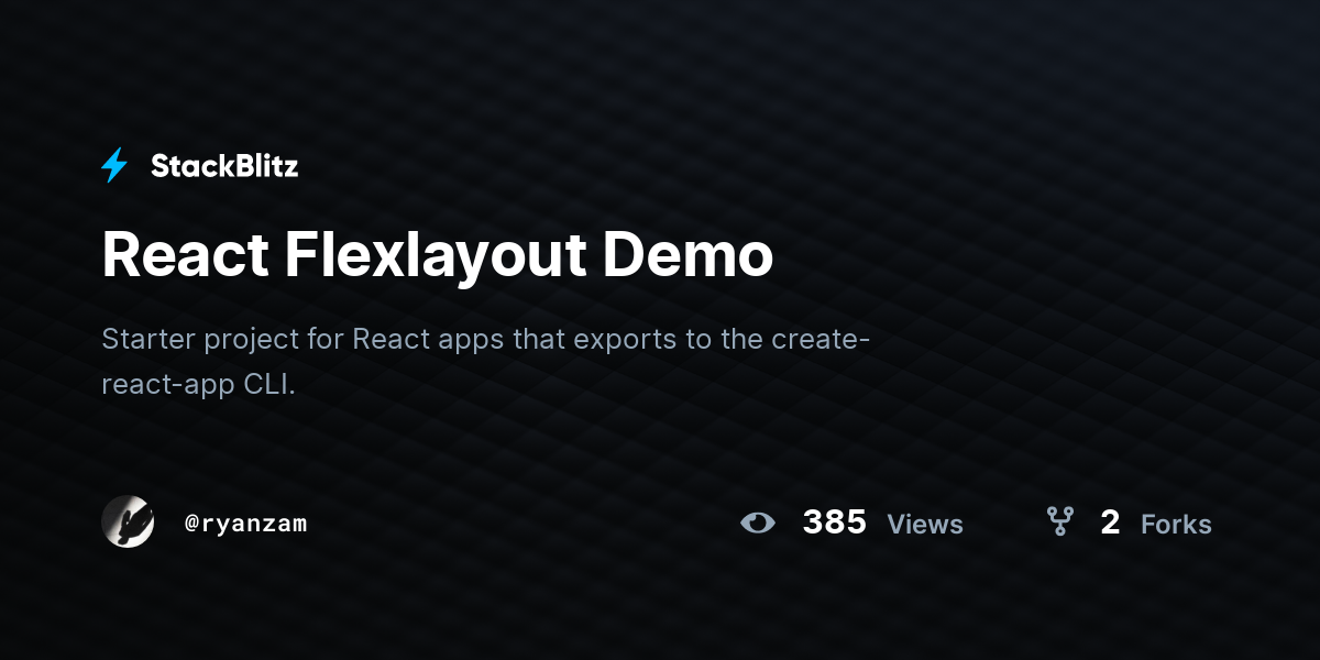 React Flexlayout Demo Stackblitz