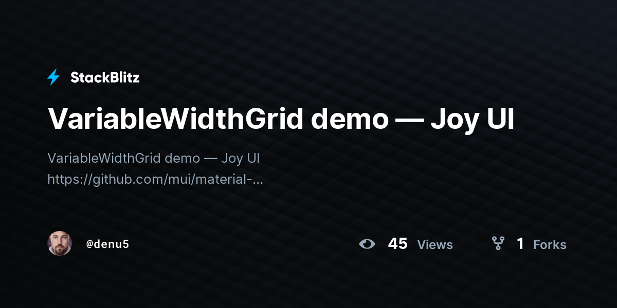 VariableWidthGrid demo — Joy UI - StackBlitz