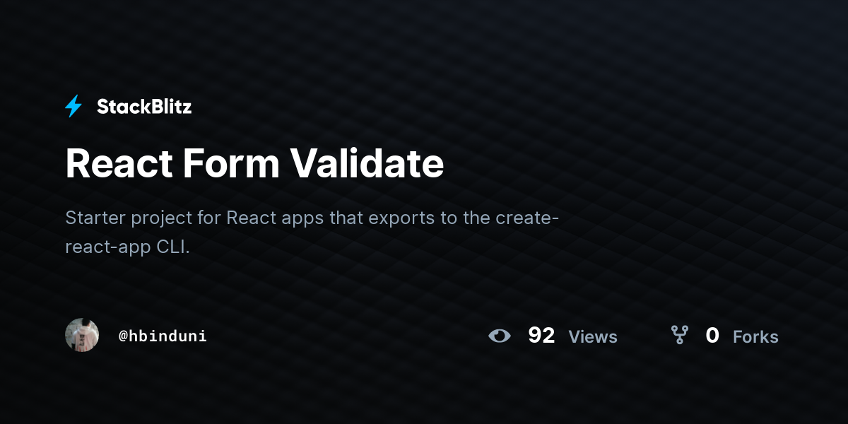 React Form Validate - StackBlitz React Form Validate - StackBlitz