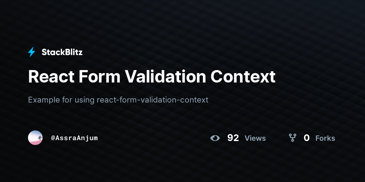 React Form Validation Context Stackblitz 