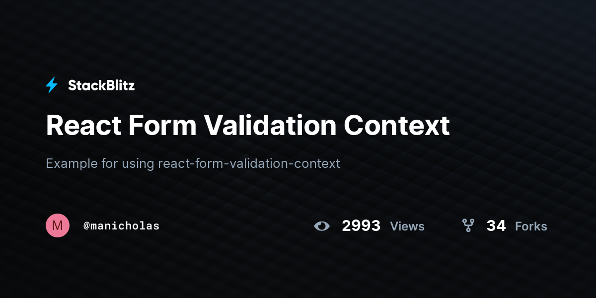 React Form Validation Context - StackBlitz
