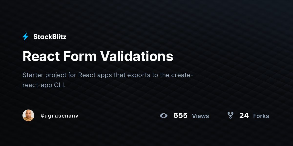 React Form Validations - StackBlitz React Form Validations - StackBlitz