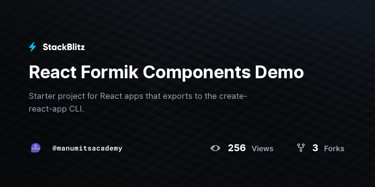 React Formik Components Demo - StackBlitz