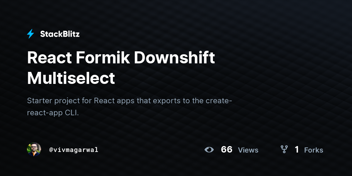 React Formik Downshift Multiselect - StackBlitz React Formik Downshift Multiselect - StackBlitz