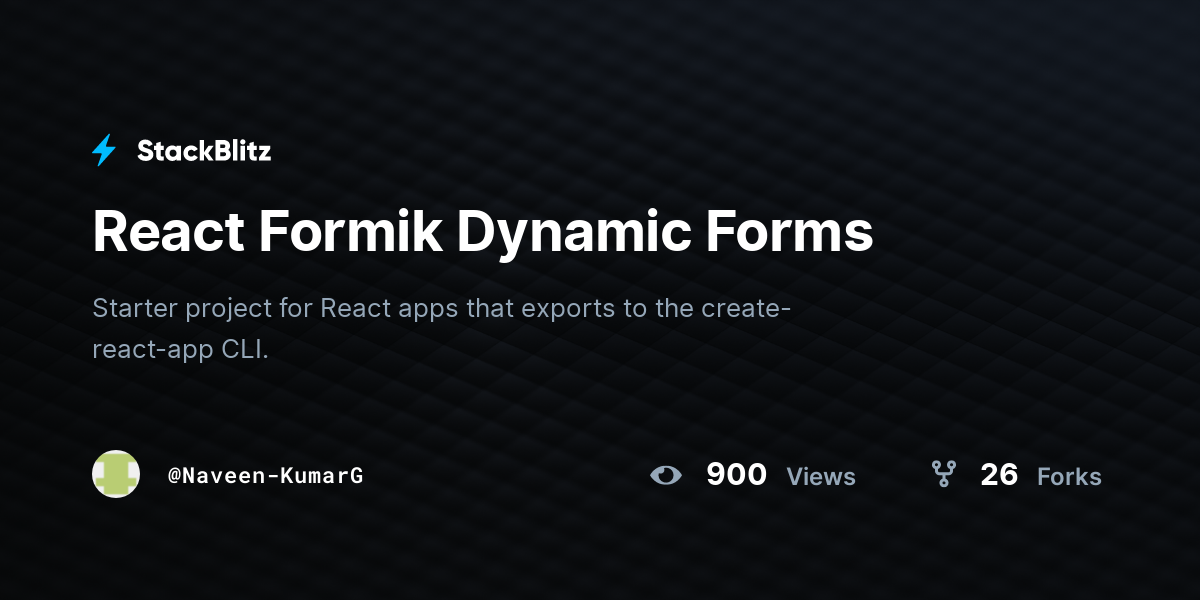 React Formik Dynamic Forms - StackBlitz
