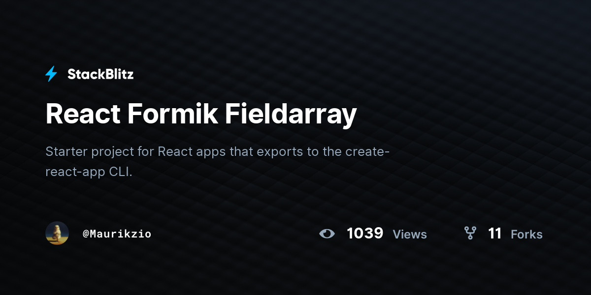 React Formik Fieldarray - StackBlitz React Formik Fieldarray - StackBlitz