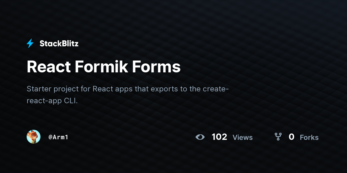 React Formik Forms - StackBlitz React Formik Forms - StackBlitz