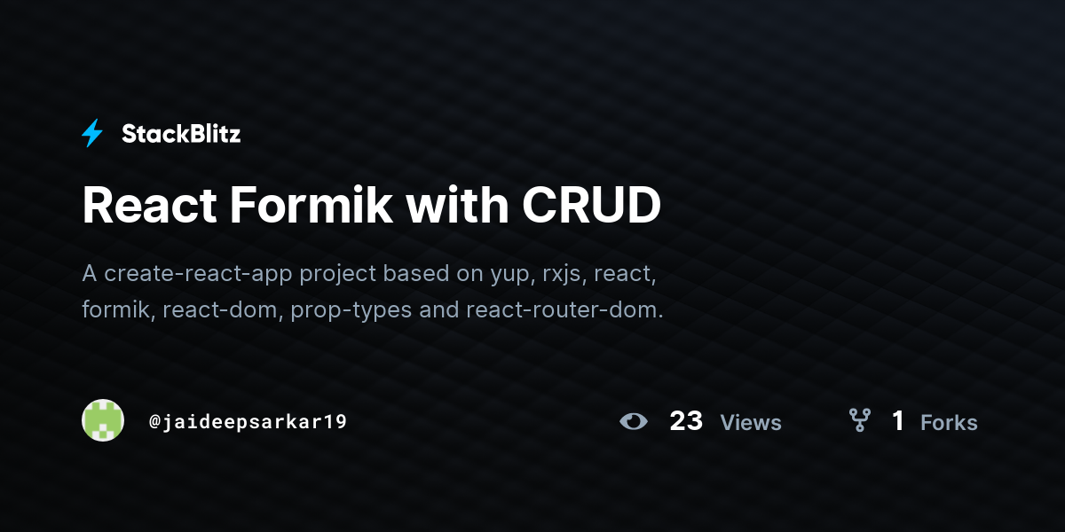 React Formik with CRUD - StackBlitz React Formik with CRUD - StackBlitz