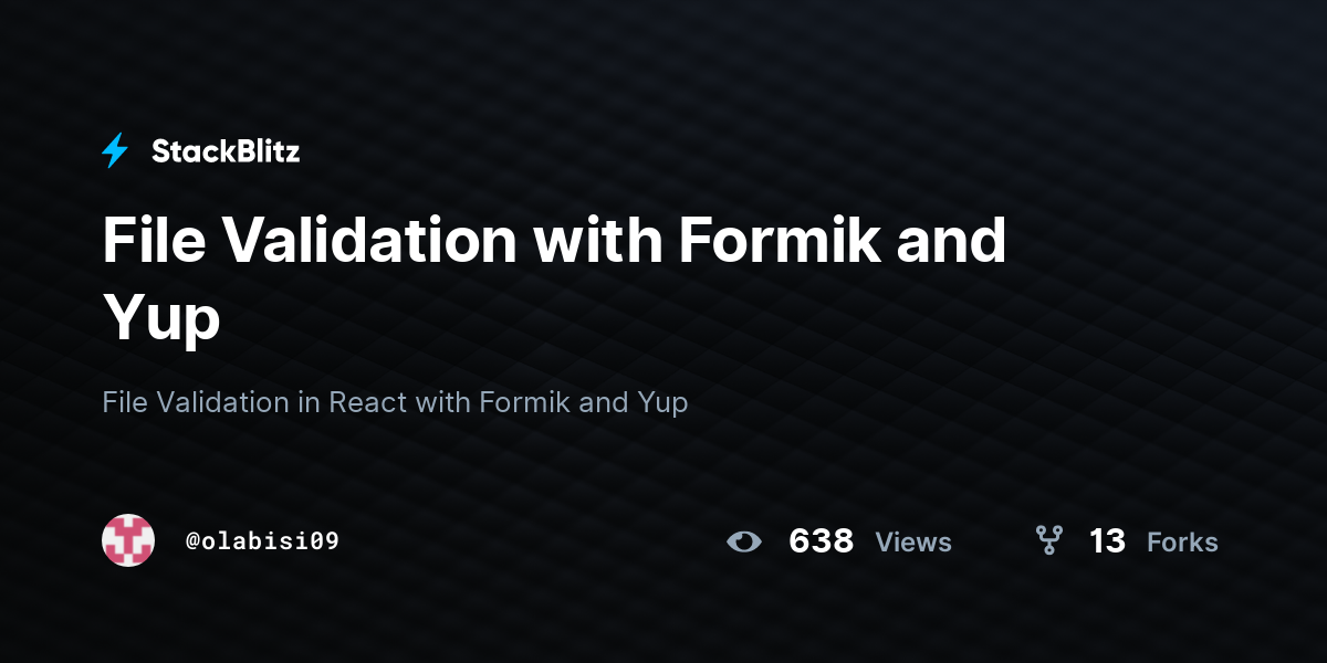 File Validation with Formik and Yup - StackBlitz