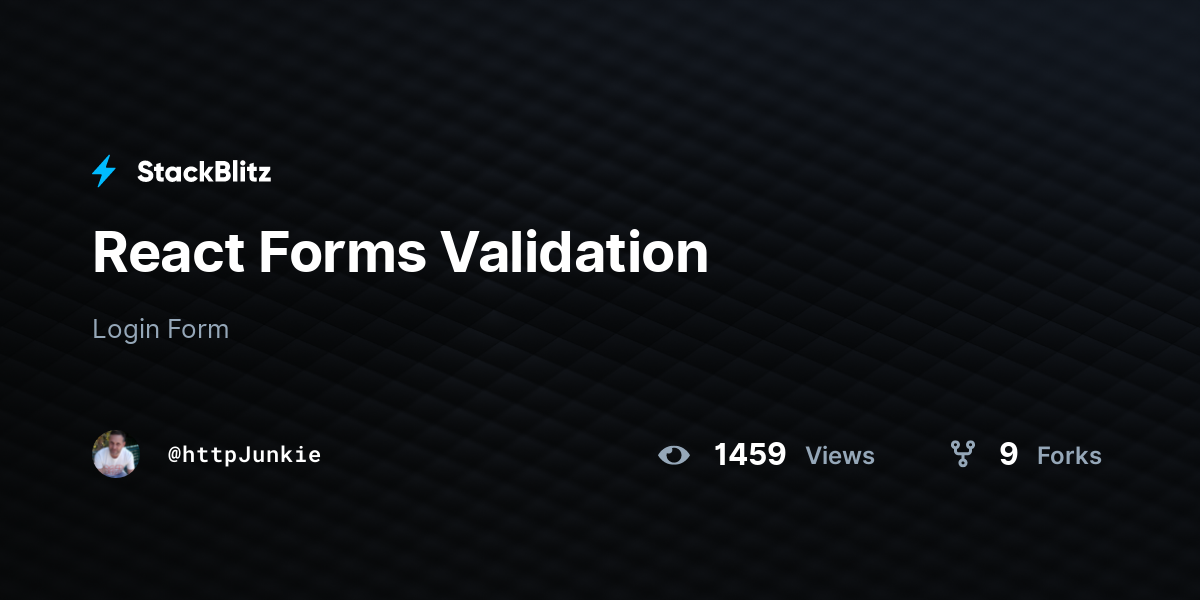 React Forms Validation - StackBlitz