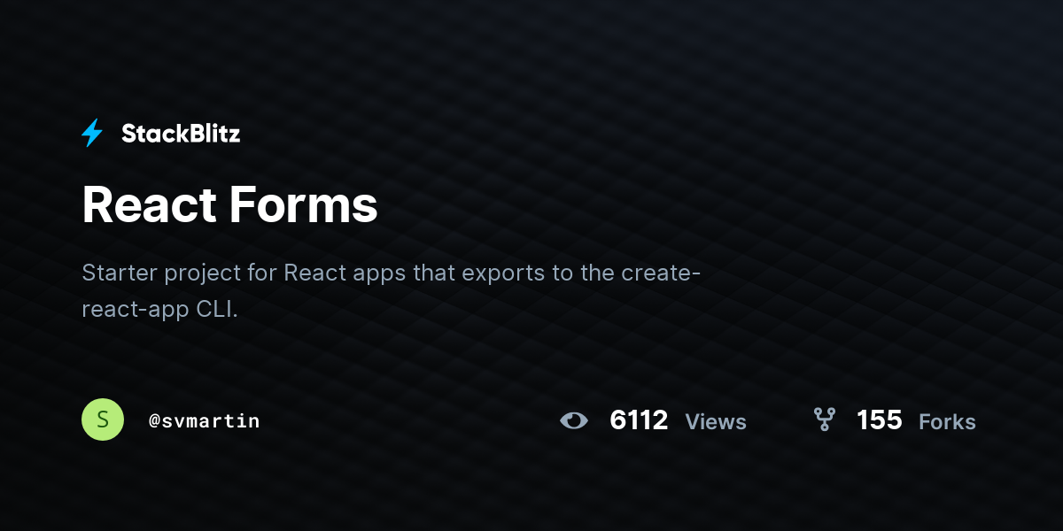 React Forms - StackBlitz