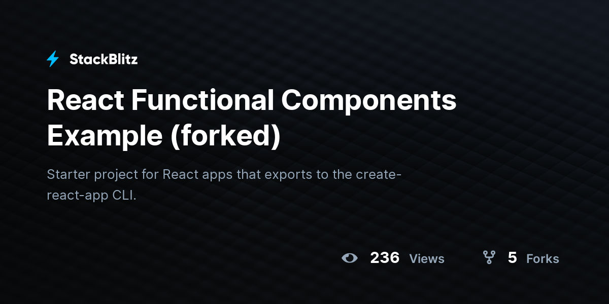 React Functional Components Example (forked) - StackBlitz