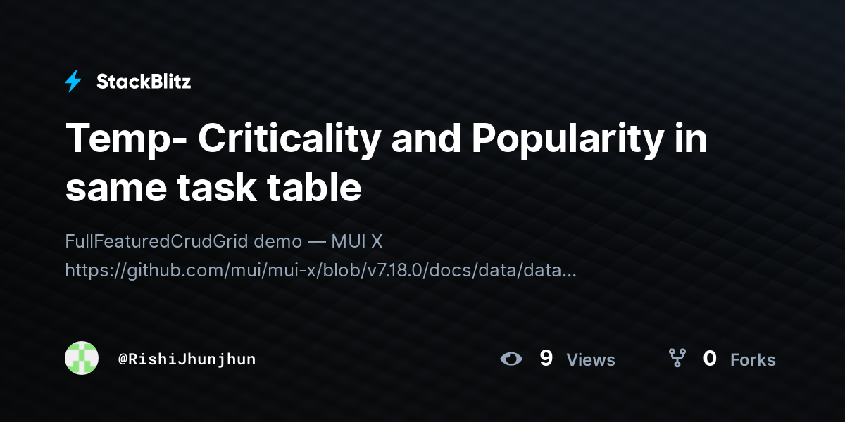 Temp- Criticality and Popularity in same task table - StackBlitz