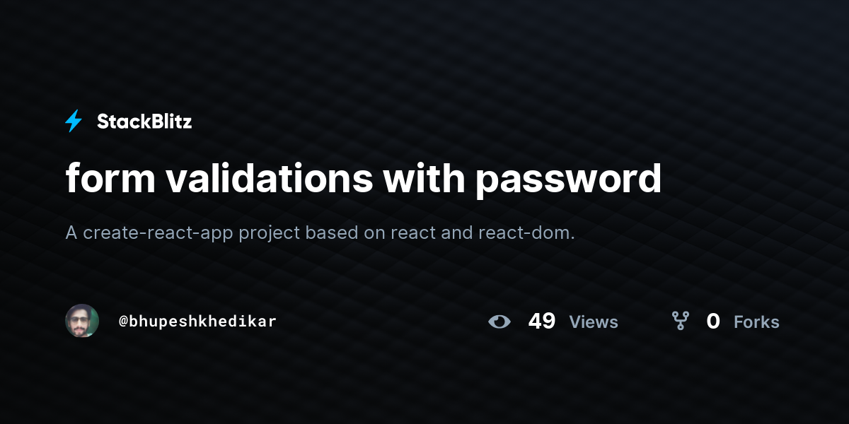 form validations with password - StackBlitz