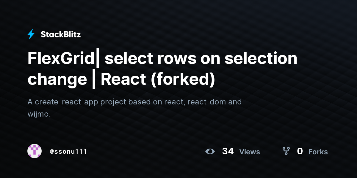 FlexGrid| select rows on selection change | React (forked) - StackBlitz