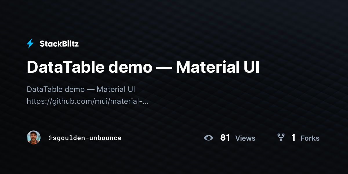 DataTable demo — Material UI - StackBlitz