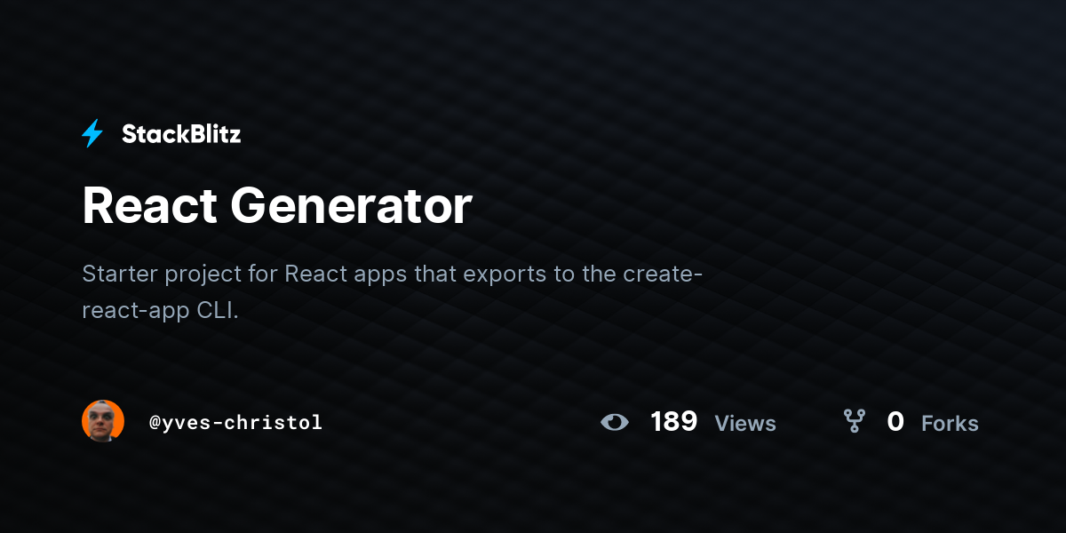 React Generator - StackBlitz