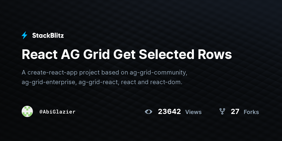 React AG Grid Get Selected Rows - StackBlitz