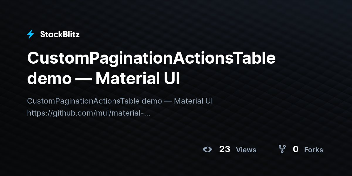 CustomPaginationActionsTable demo — Material UI - StackBlitz