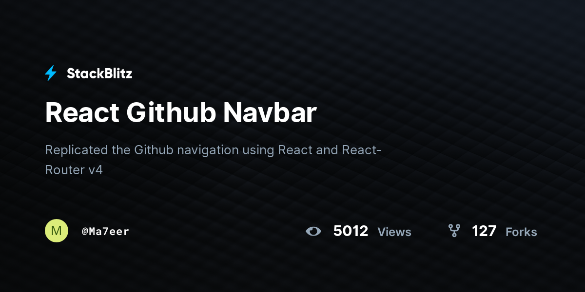 React Github Navbar - StackBlitz