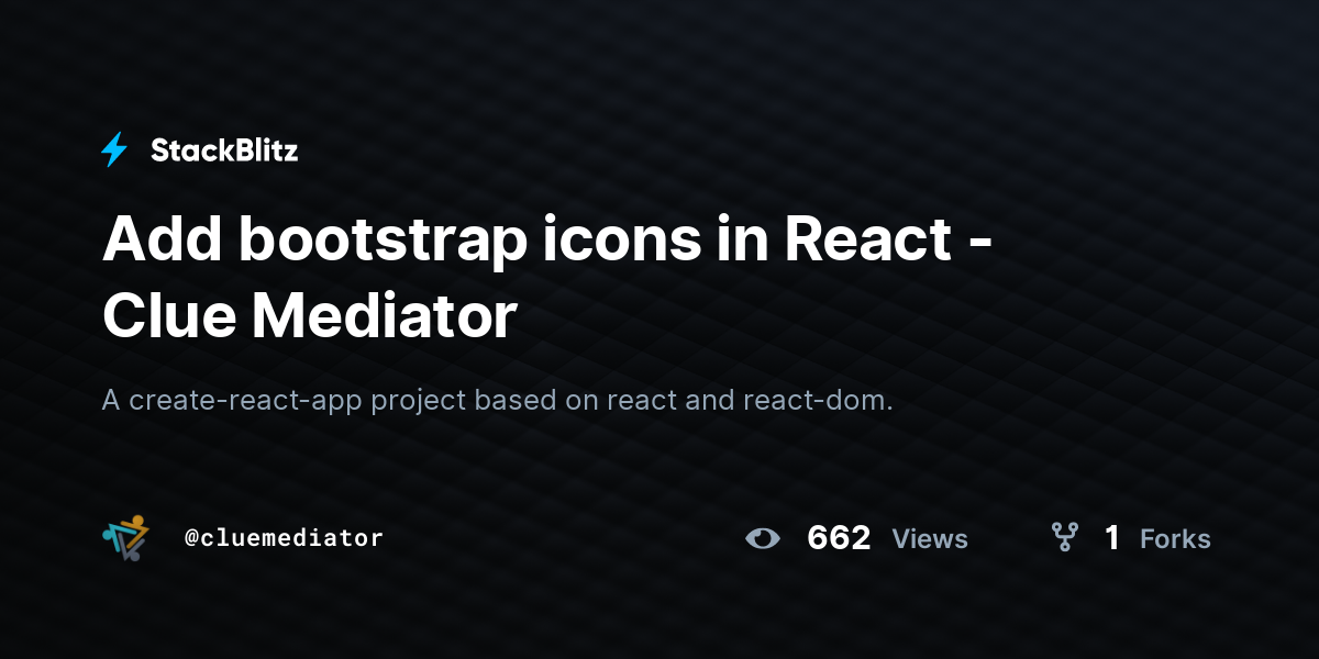 Add bootstrap icons in React - Clue Mediator - StackBlitz