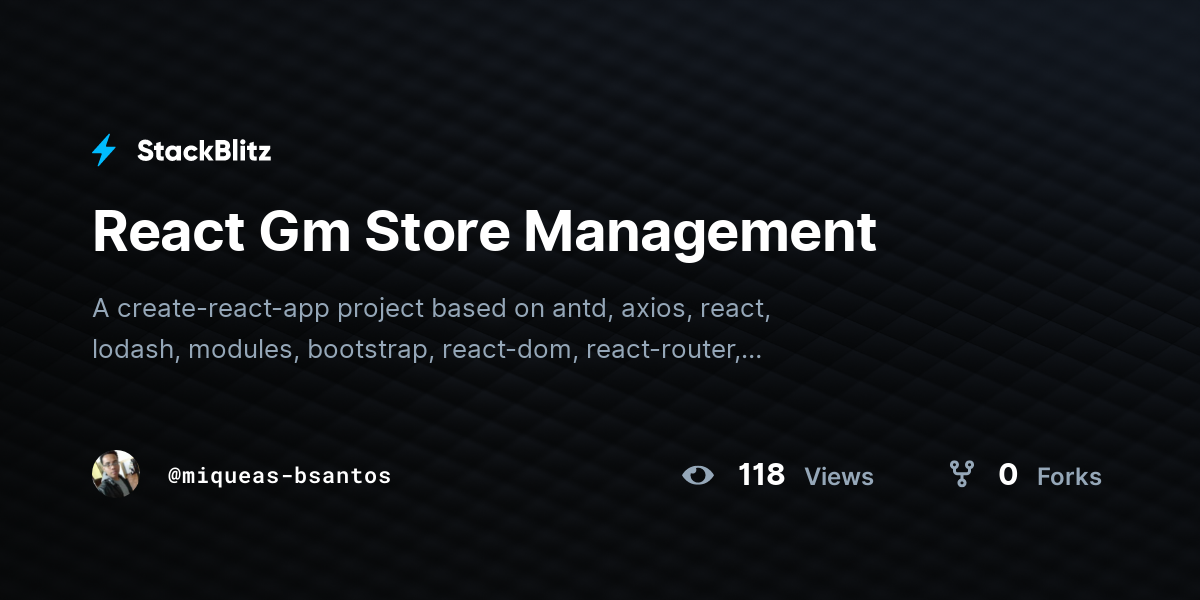 React Gm Store Management - StackBlitz