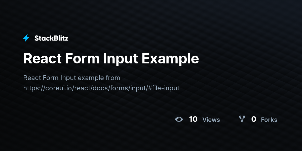 React Form Input Example - StackBlitz