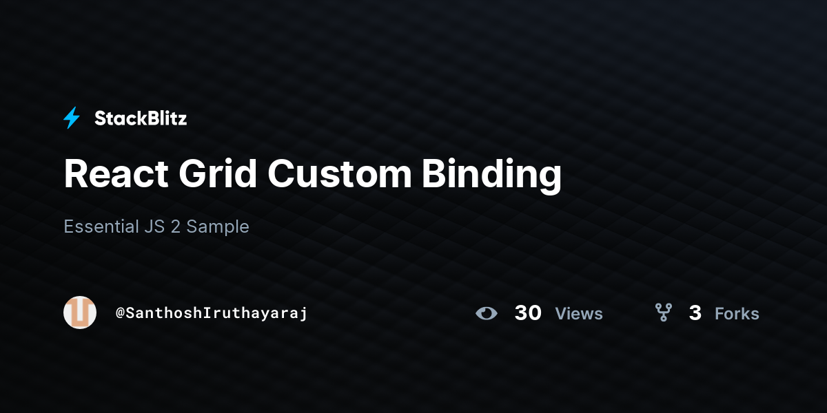 React Grid Custom Binding - StackBlitz