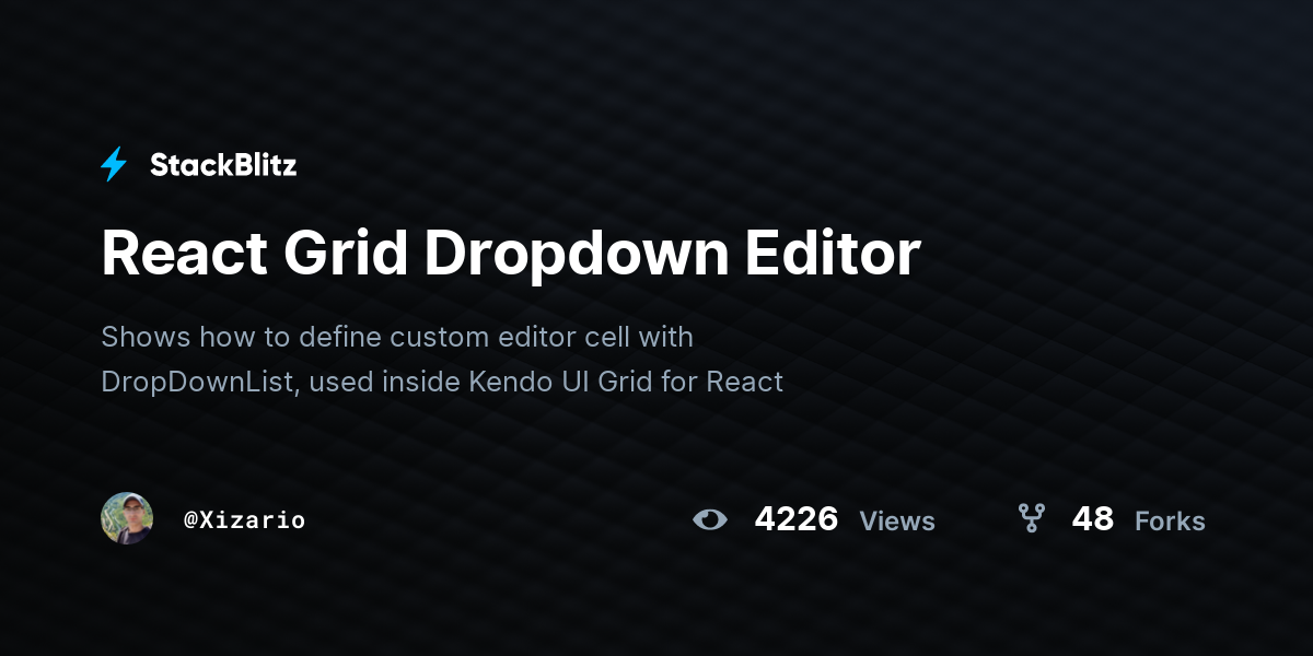 React Grid Dropdown Editor - StackBlitz