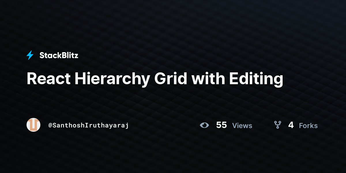React Hierarchy Grid with Editing - StackBlitz