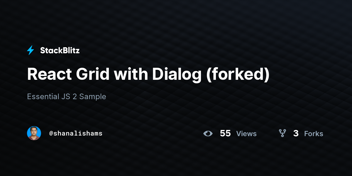 React Grid With Dialog Forked Stackblitz 