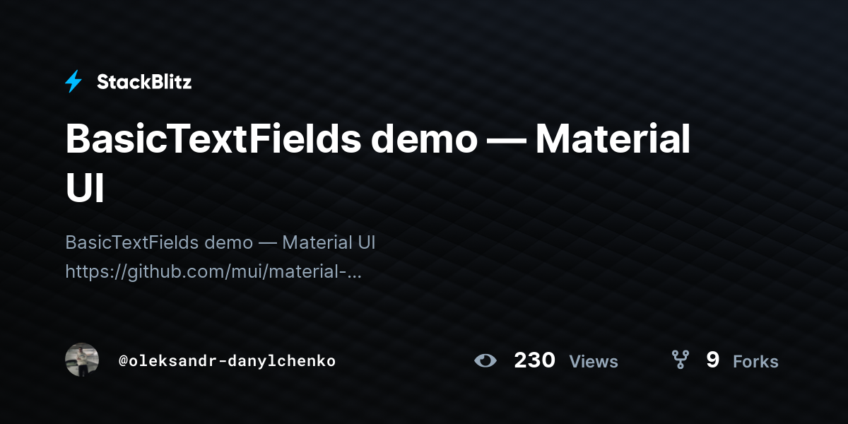 BasicTextFields demo — Material UI - StackBlitz