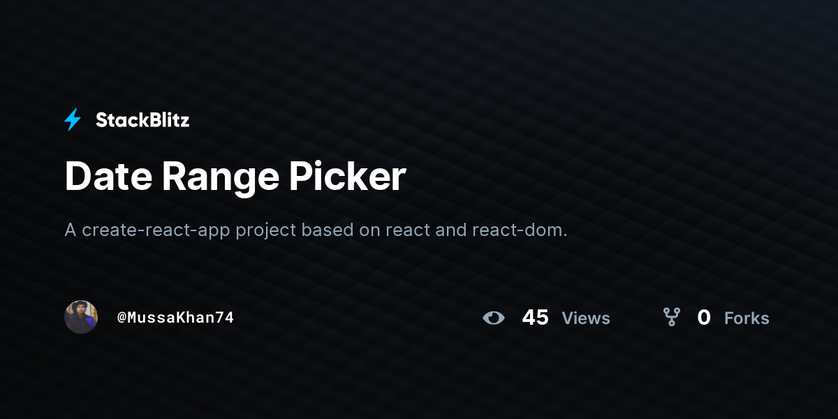 Date Range Picker StackBlitz