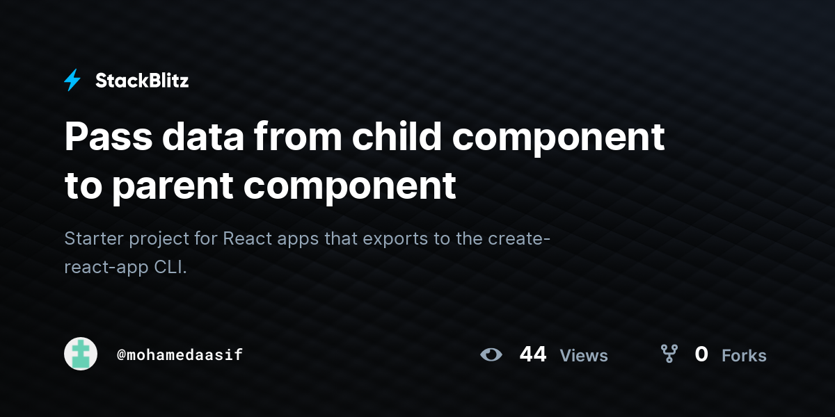 Pass data from child component to parent component - StackBlitz