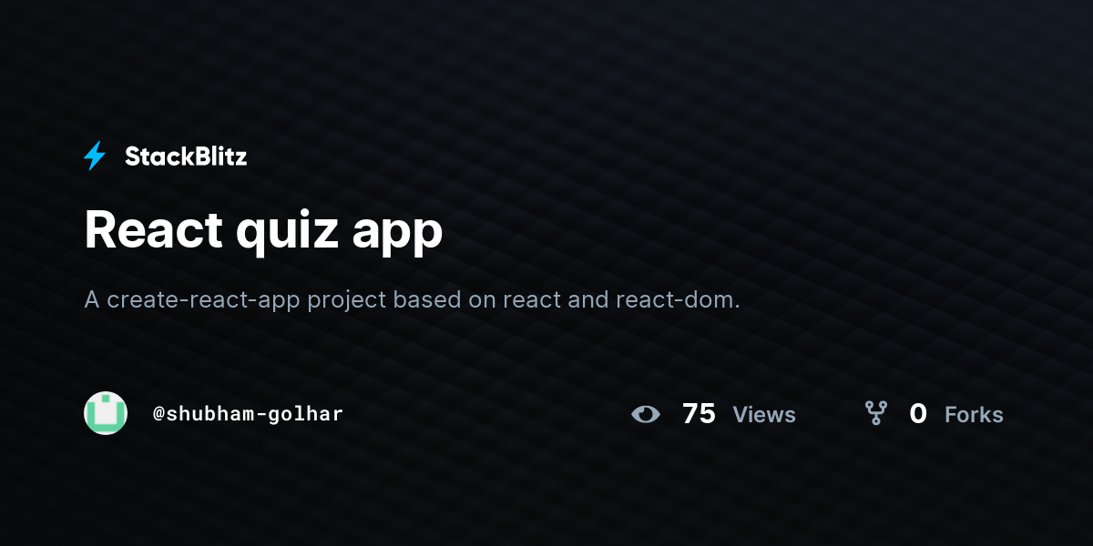 React quiz app - StackBlitz