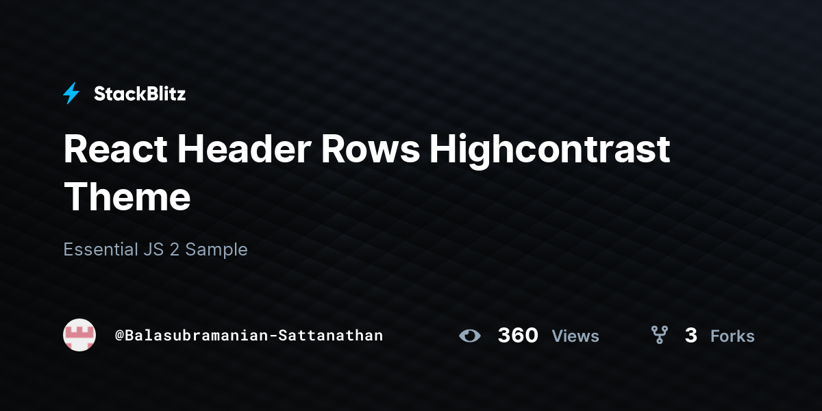 React Header Rows Highcontrast Theme - StackBlitz