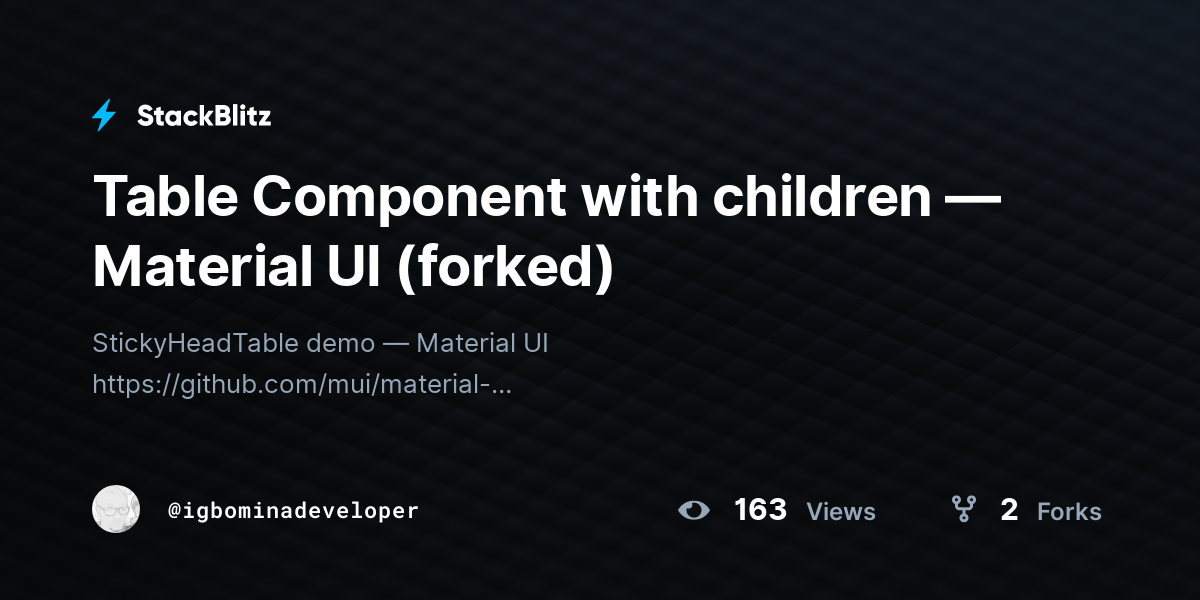 Table Component with children — Material UI (forked) - StackBlitz