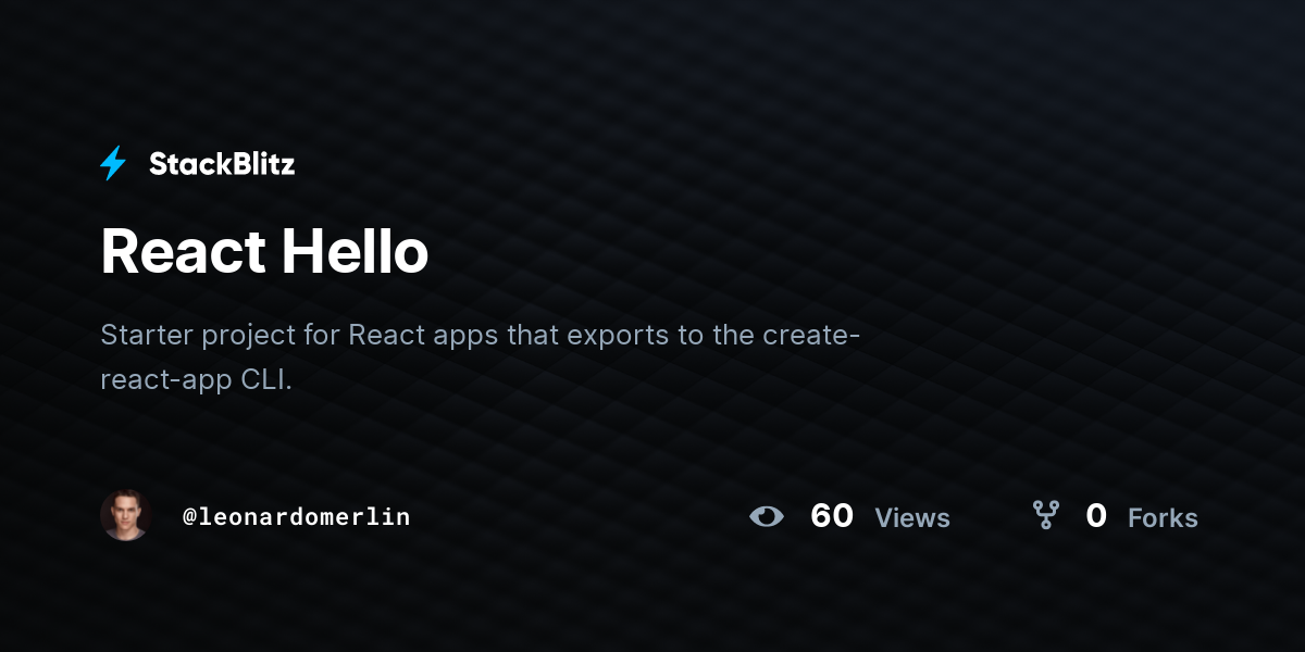 React Hello - StackBlitz