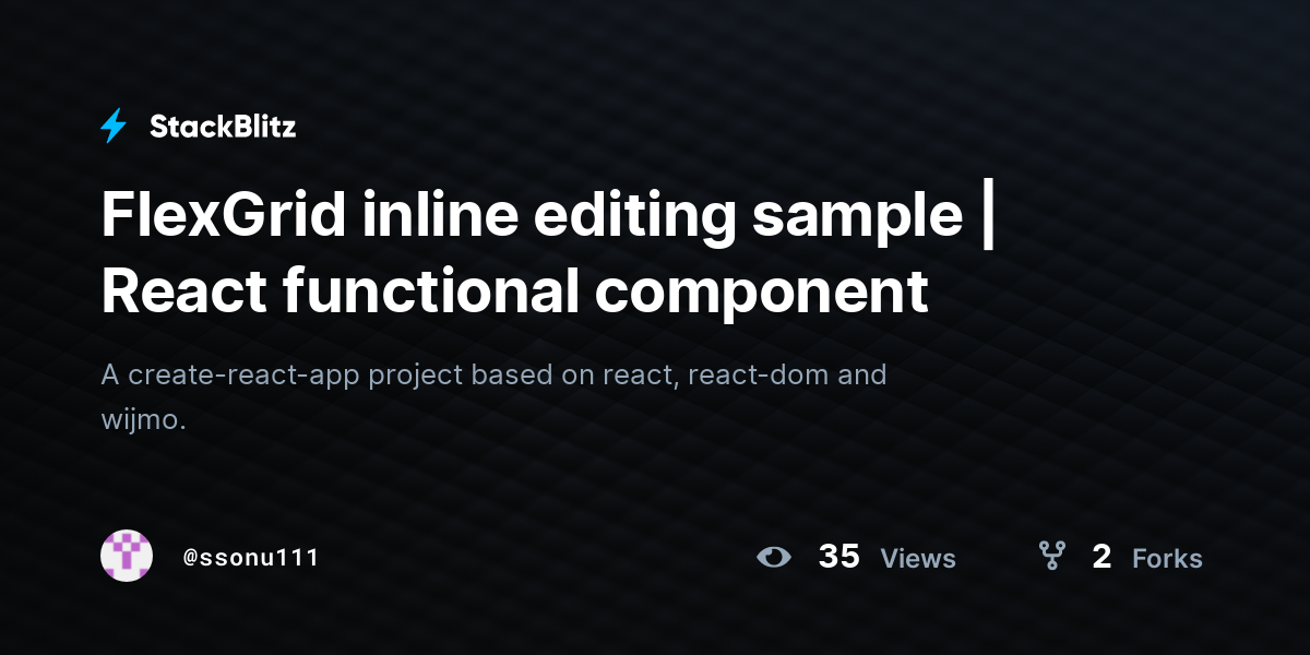FlexGrid inline editing sample | React functional component - StackBlitz FlexGrid inline editing sample | React functional component - StackBlitz