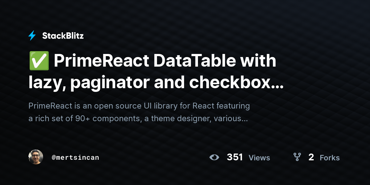 Primereact Datatable With Lazy Paginator And Checkbox Selection Status Recomanded Stackblitz 6706