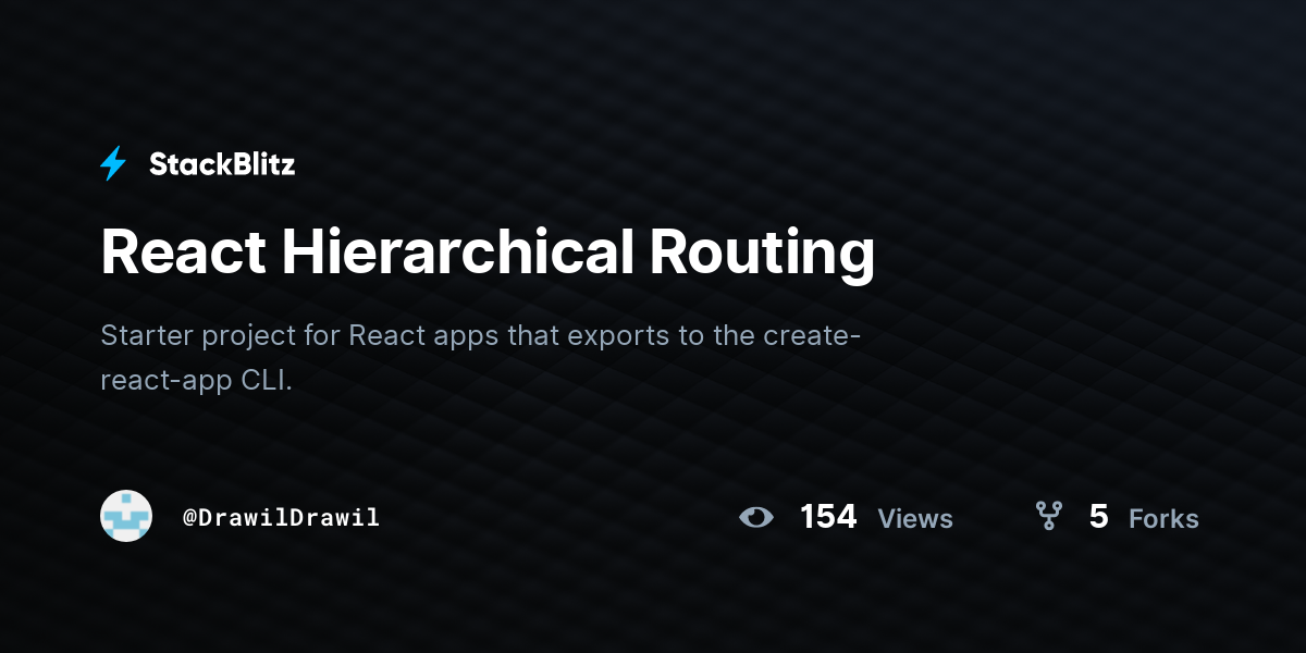 React Hierarchical Routing - StackBlitz