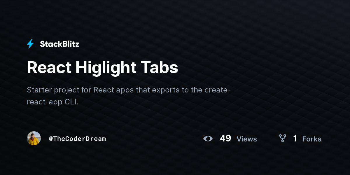React Higlight Tabs - StackBlitz
