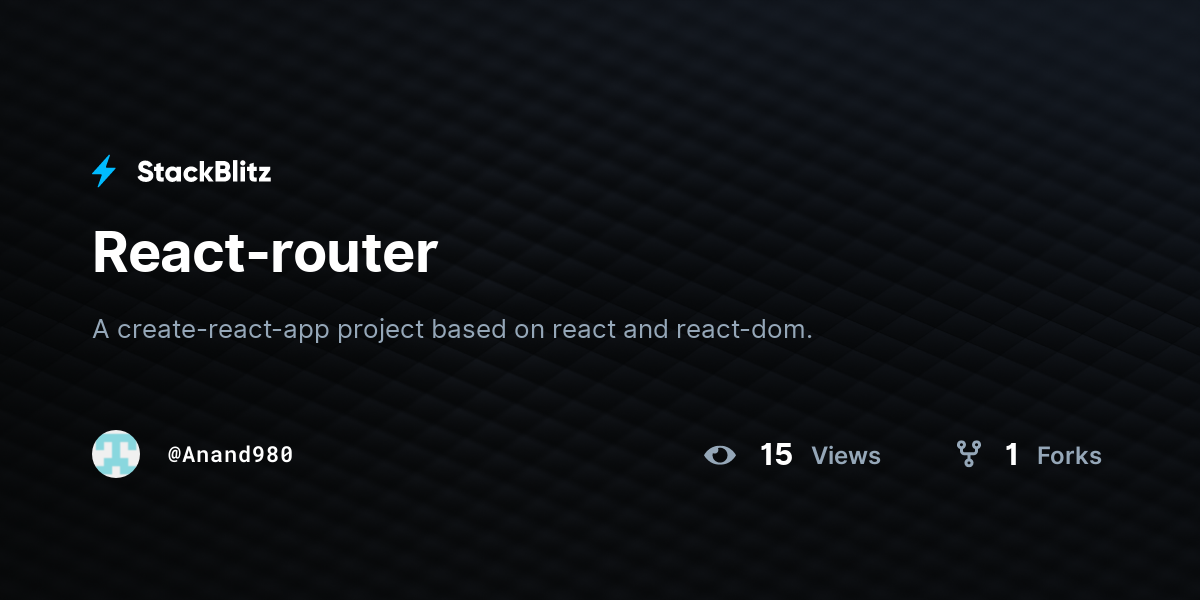 React-router - StackBlitz